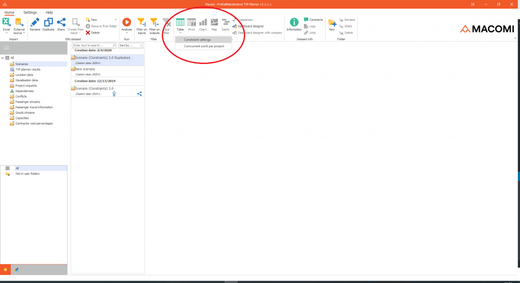 Analyses met verschillend scenario draaien | Macomi